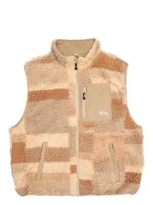 StÜssy Colorblock Reversible Mixed Sherpa Vest - Khaki