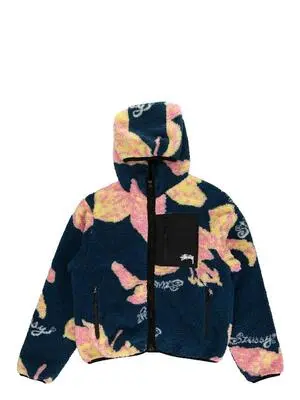 StÜssy Floral Sherpa Hooded Jacket - Dark Teal