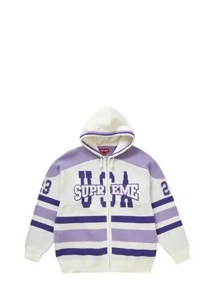 Supreme Usa Zip Up Hooded Sweater - White