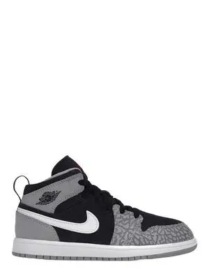 JORDAN Air Jordan 1 Mid SE Elephant Print Sneakers Black/white/light Smoke Grey