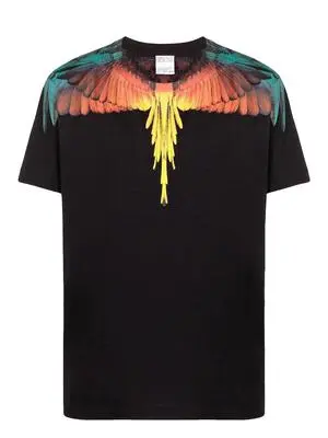 MARCELO BURLON COUNTY OF MILAN Wings Print T-shirt - Black/blue/orange