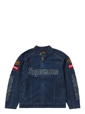 Supreme Vanson Leathers Cordura Denim Jacket - Blue | Editorialist