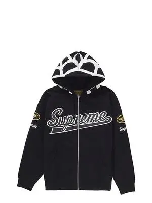 Supreme Vanson Leathers Spider Web Zip Up Hooded Sweatshirt - Black