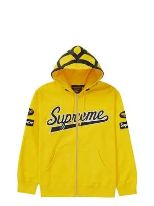 Supreme Vanson Leathers Spider Web Zip Up Hooded Sweatshirt Yellow