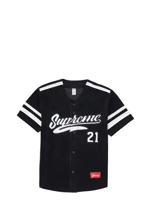 Supreme Velour Baseball Jersey - Black