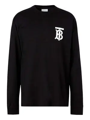 Burberry Logo Cotton Long Sleeve T-shirt - Black