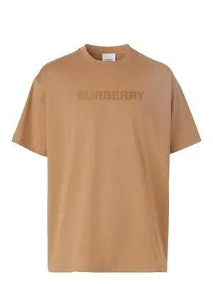 Burberry Logo Print Cotton Oversized T-shirt - Camel