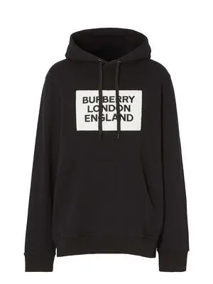 Burberry Logo Patch Hoodie - Black