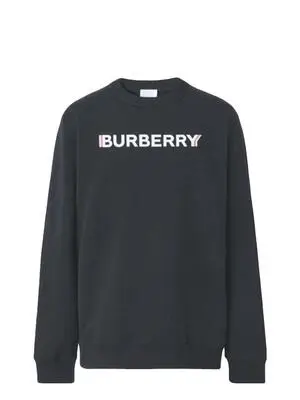 Burberry Logo Print Cotton Sweatshirt - Black