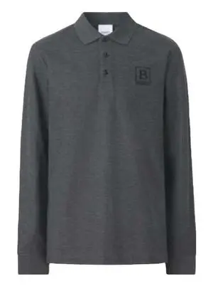 Burberry Long Sleeve Polo Shirt - Charcoal Grey