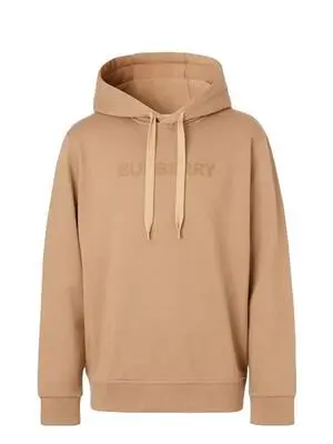 Burberry Logo Print Cotton Hoodie Camel