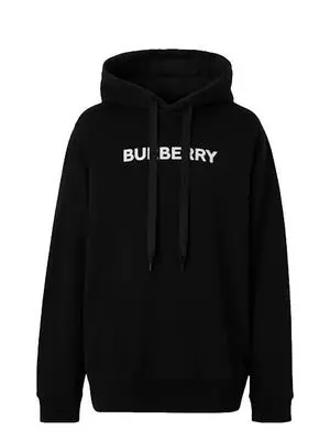 Burberry Logo Print Cotton Hoodie Black/white