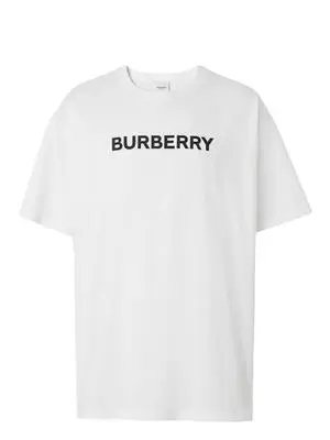 Burberry Logo Print Cotton Oversized T-shirt - White/black