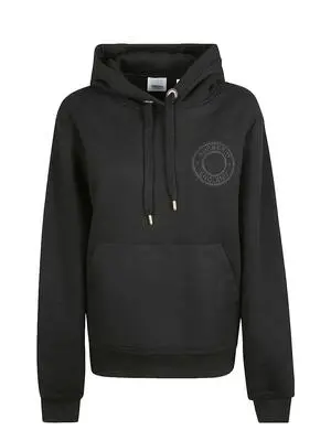Burberry Logo Embroidered Hoodie - Black