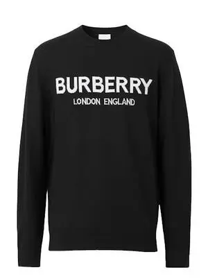 Burberry Logo Intarsia Wool Blend Sweater - Black/white