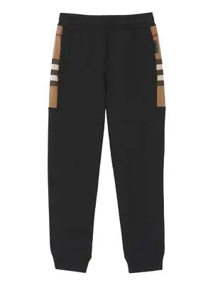 Burberry Milo Cottonblend Check Panel Sweatpants - Black