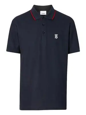 Burberry Logo Embroidered Polo Shirt - Navy Blue