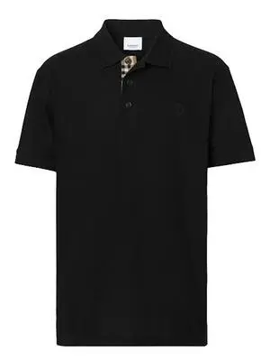 Burberry Monogram Motif Cotton Pique Polo Shirt - Black/archive Beige