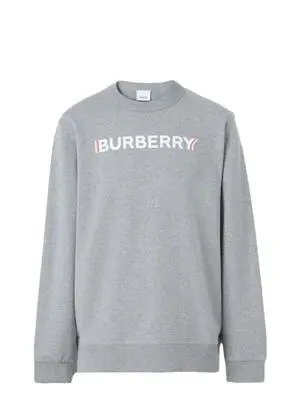 Burberry Logo Print Cotton Sweatshirt - Pale Grey Melange