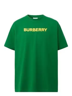 Burberry Logo Print Cotton Oversized T-shirt - Ivy Green/yellow