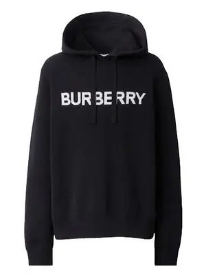 Burberry Logo Intarsia Oversized Hoodie Coal Blue