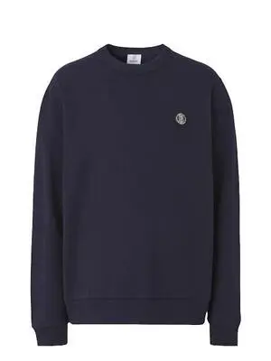Burberry Monogram Motif Applique Cotton Sweatshirt - Navy Blue