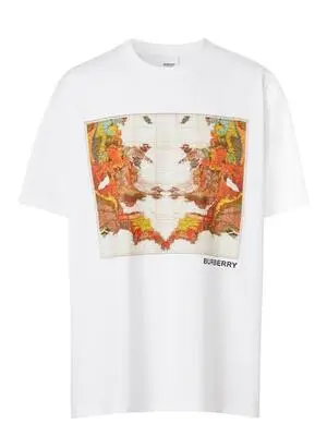 Burberry Map Print Cotton Oversized T-shirt - White