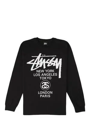 StÜssy World Tour Long Sleeve T-shirt - Black