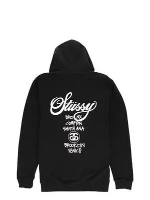 StÜssy World Tour Zip Hoodie - Black