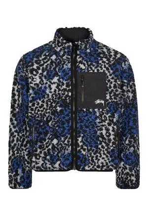 StÜssy Sherpa Reversible Jacket - Blue Leopard