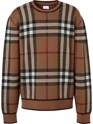 Burberry Check Pattern Sweater - Brown