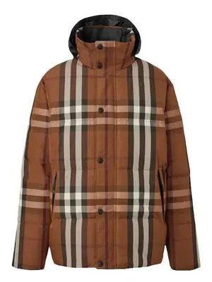 Burberry Reversible Check Nylon Puffer Jacket - Dark Birch Brown