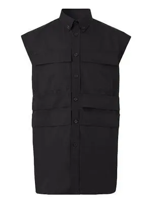 Burberry Panel Detail Sleeveless Shirt - Black