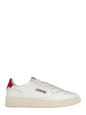 AUTRY Medalist Leather Low Sneakers - White/red/cream