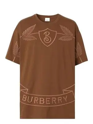 Burberry Oak Leaf Crest Cotton Tee Shirt - Dark Birch Brown