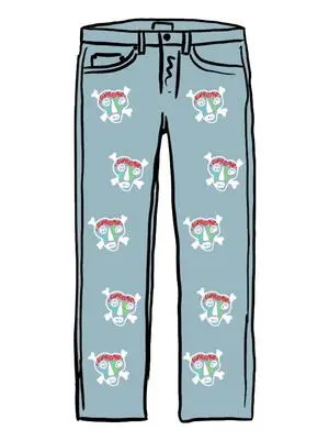 Supreme Clayton Patterson Skulls Embroidered Regular Jean - Blue