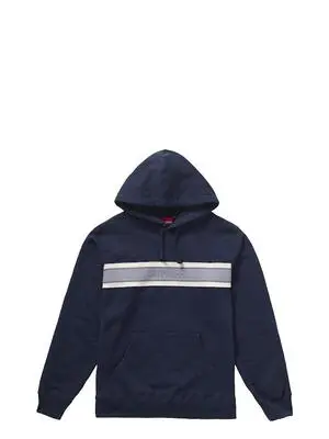 Supreme Striped Logo Hooded Sweatshirt Navy Blue