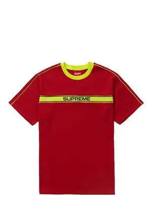 Supreme Chest Stripe Logo Short Sleeve Top Dark Red