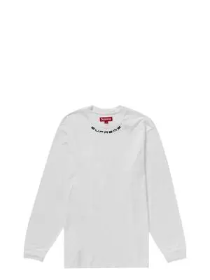 Supreme Collar Logo Long Sleeve Top White