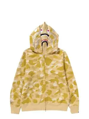 A BATHING APE Camo Double Shark Full Zip Hoodie Yellow