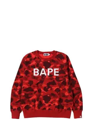 A BATHING APE Camo Crystal Stone Relaxed Fit Crewneck Sweatshirt - Red