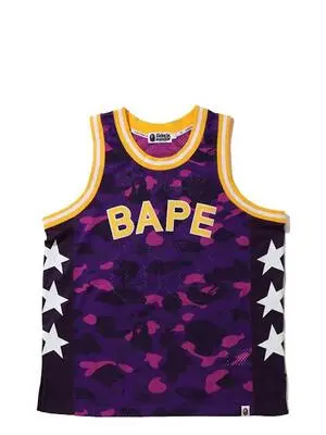 A BATHING APE Camo Basketball Tank Top - Purple
