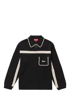 Supreme Chest Stripe Zip-up Cardigan - Black