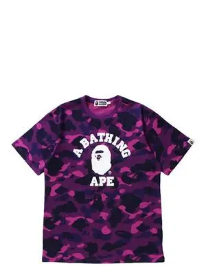 A BATHING APE Camo College Tee Shirt - Purple