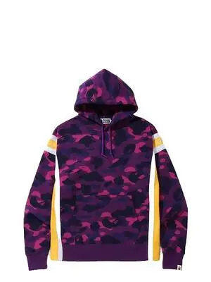 A BATHING APE Camo Logo Tape Pullover Hoodie - Purple
