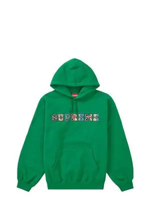 SUPREME Collegiate Patchwork Leather Hooded Sweatshirt