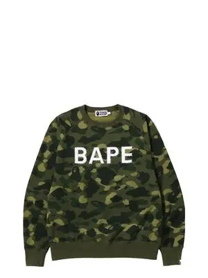A BATHING APE Camo Crystal Stone Relaxed Fit Crewneck Sweatshirt - Green