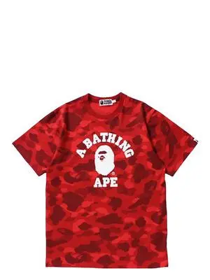 A BATHING APE Camo College Tee Shirt - Red