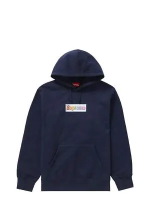 Supreme Bling Box Logo Hooded Sweatshirt - Navy Blue