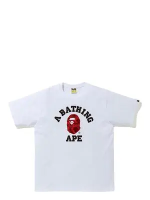 A BATHING APE Camo College Tee Shirt - White/red